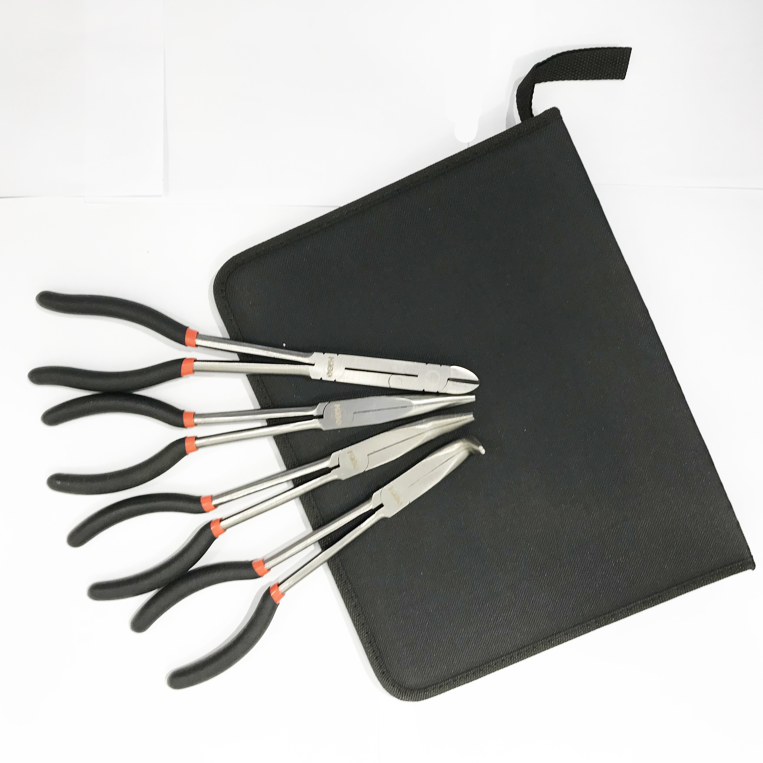 11" Bent Nose Long Reach Pliers Set Extra Long 45 Degree Angled Clip Curved